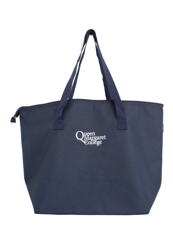 QMC PE Tote Bag with Internal Zip Navy 1SZ | Queen Margaret College